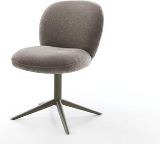 DELIFE Drehstuhl Nube-Flex Strukturstoff Soft Taupe Fu&szlig;kreuz Effektfinish Titan 360&deg; drehbar Wippfunktion Taschenfederkern, Esszimmerst&uuml;hle