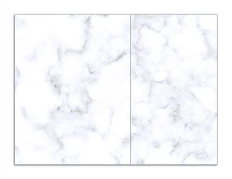 Wallario Herdabdeckplatte/Spritzschutz aus Glas, 2-teilig, 70x52cm, für Ceran- und Induktionsherde, Motiv Weiße Marmor-Optik