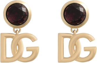 Dolce & Gabbana Femme, Accessoires, Jaune, Taille: ONE Size Logo Charm Drop Earring