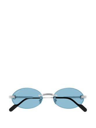 Cartier CT0615S Oval Tinted Lens Sunglasses - Blue