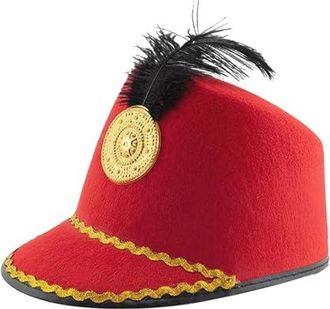 Generic Chapeau avec chapeau Cos Guard Chapeau haut de tambour Chapeau de cowboy uni, Rouge, Taille unique