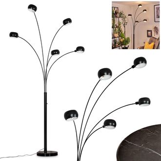 HOFSTEIN Stehleuchte Nikkala, Stehlampe aus Metall in Schwarz/Wei&szlig; mit Marmorfu&szlig;, verstellbare Leuchte im Retro/Vintage-Design mit Schalter am Geh&auml;use, 250 cm,