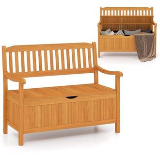 Costway Gartenbank Holz mit Stauraum, Holzbank für 2-Sitzer bis 360kg belastbar, Balkonbank mit abnehmbarem Innensack, Sitzbank für Garten, Balkon, Terrasse, 