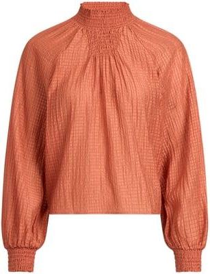 Petite Mendigote Top col montant &agrave; petits carreaux