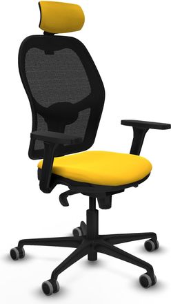 Piqueras y Crespo B&uuml;rostuhl Parkett mit 3D-Armlehnen, h&ouml;henverstellbare Lendenwirbelst&uuml;tze und h&ouml;henverstellbares Kopfteil, Schwarz / Gelb