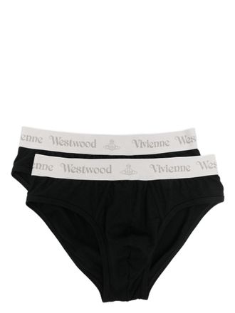 Vivienne Westwood slip en coton à taille à logo - Noir