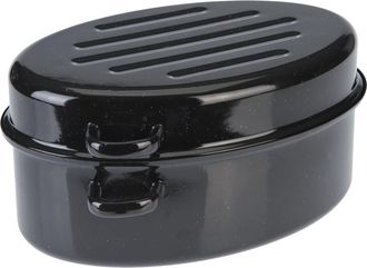 axentia Gansbr&auml;ter schwarz/wei&szlig; 30 cm, Emaille-Br&auml;ter mit Deckel, hochwertiger Br&auml;ter aus Emaille induktionsgeeignet, pflegeleichter Bratentopf Volumen ca. 2,