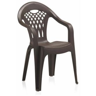 PEGANE Pegane - Lot de 6 chaises empilables en r&eacute;sine marron - Dimensions 58x54x86 cm - R&eacute;sistantes aux intemp&eacute;ries et UV - Faciles &agrave; nettoyer