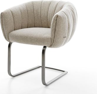 DELIFE Freischwinger Jada-Flex Webstoff Soft Beige Freischwinger flach Graphit Taschenfederkern, Esszimmerst&uuml;hle