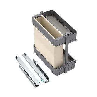 Emuca Harmony-Ausziehregal mit K&ouml;rben und Brotkasten mit Soft-Close, Modul Breite 300mm H&ouml;he 700mm, Stahl und Holz, Anthrazitgrau