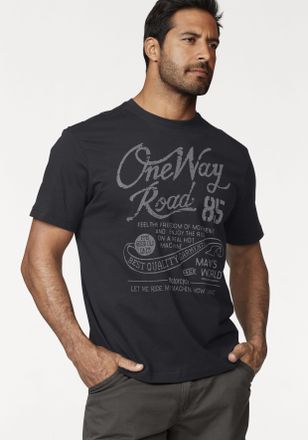 Man's World T-Shirt MANS WORLD, Damen, Gr. 4XL (68/70), schwarz, Single Jersey, Obermaterial: 100% Baumwolle, bedruckt, normal, Rundhals, Shirts T-Shirt, Kurzarm,