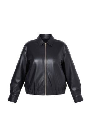 STUDIO UNTOLD Sommerjacke Lederoptik-Blouson oversized Zipper Komplettfutter