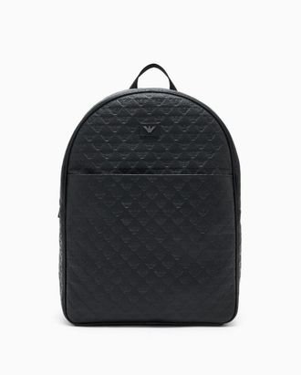 Emporio Armani Sac &agrave; dos en cuir aigle gaufr&eacute; Emporio Armani