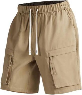 Generic Short de surv&ecirc;tement chino pour homme - Short de marche avec poches - Chino cargo extensible gris - Coupe ajust&eacute;e - Pantalon cargo extensible pour hom