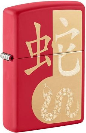 Zippo Sturmfeuerzeug - Year of The Snake 2025, Red Matte, Laser/Auto Engrave - Nachfüllbar - Wiederverwendbar - Windfestes Design - Geschenkbox - Made in US