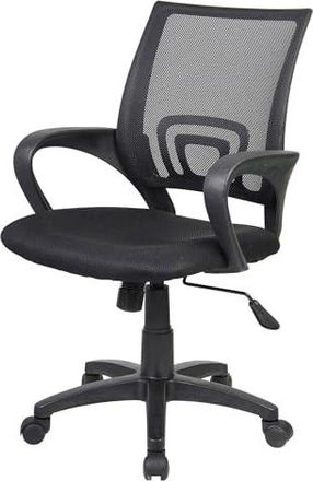 Dmora Sedia Con ruote Lismore, Sedia operativa a rete Con braccioli, Seduta ergonomica da ufficio, 59x54h90/100 cm, Nero