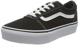 Vans Ward Platform Canvas, Sneaker, Toile Noire et Blanche, 32 EU