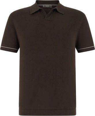 Boggi Milano Homme, Tops, Brun, Taille: XL Polo en maille de cr&ecirc;pe de coton