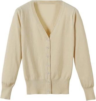 Generic Cardigan court noir en jersey pour femme, manteau de printemps, pull tricot&eacute; mode cor&eacute;enne, abricot, Taille 3XL