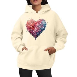 Generic Sweat &agrave; capuche imprim&eacute; Saint-Valentin 2026 pour femme, beige, XXL