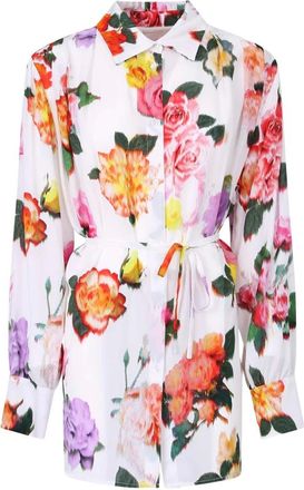 Msgm Msgm, Femme, Robes, Blanc, Taille: 34 FR Robe Chemise Imprim&eacute;e