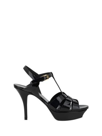 Saint Laurent Womens Sandals Tribute Patent Leather Black Upper: Calf