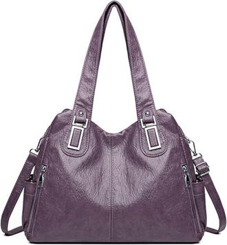 Generic Sac &agrave; main punk clout&eacute; sur le dessus en cuir PU avec plusieurs poches, couleur unie pour le travail, les voyages, rose, 14.17x10.24x5.51inch