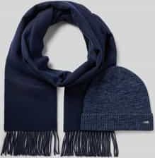 Bugatti Wollschal und Beanie im Set aus reiner Schurwolle