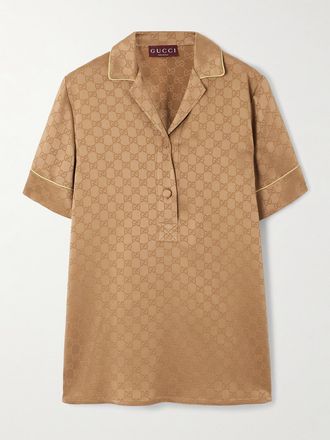 Gucci Gg Hemd Aus Satin Mit Jacquard-muster - Metallic