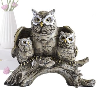 Generic Eulenskulptur, Eulenfiguren, Garten-Eulendekoration, modernes B&uuml;rozubeh&ouml;r, Au&szlig;endekoration, niedliches Tierornament, Harzfigur, Gartenstatue, Skulptur