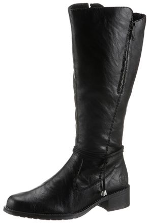 Rieker Rei&szlig;verschlussstiefel RIEKER, Damen, Gr. 39, Varioschaft, schwarz, Lederimitat, Schuhe Rei&szlig;verschlussstiefel, Langschaftstiefel, Blockabsatz, Vario-Sc