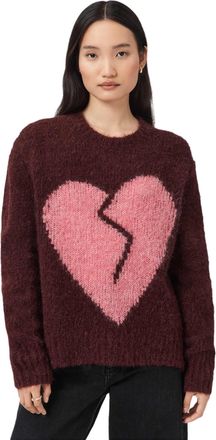 AllSaints Allsaints Damen Luvheart Crew Pullover, Oxblood Red/Pink, X-Klein