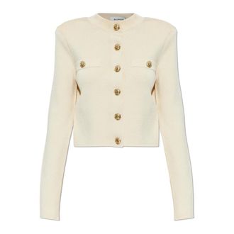 Balmain Strickjacke mit Schulterpolstern - - Knitwear - Damen - Beige - M