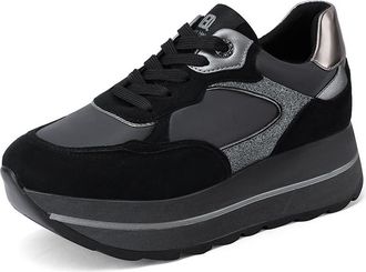 Queen Helena Sneakers Hohe Turnschuhe Platform Damen X33-17, Schwarz, 37 EU
