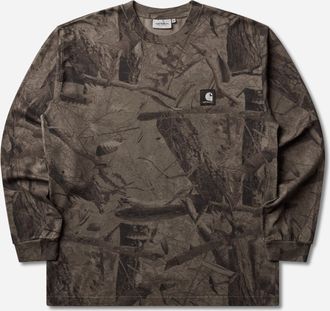 Carhartt Work in Progress Men s Feather Tree Longsleeve T-Shirt Khaki / Shungite (Garment Dyed)