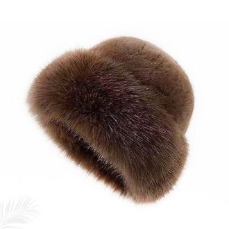 Generic Chapeau cloche dhiver en fausse fourrure de vison chaud pour femme, marron, Taille unique
