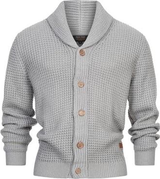 Indicode Hommes INBrandox Cardigan | Gilet avec col ch&acirc;le Lt Grey M