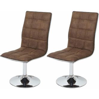 Hhg Neuwertig] 2er-Set Esszimmerstuhl HHG 616, Stuhl K&uuml;chenstuhl, h&ouml;henverstellbar drehbar, Stoff/Textil mvg vintage braun