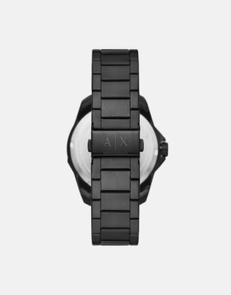 A|X Armani Exchange Montre en acier inoxydable &agrave; deux aiguilles avec date - Noir