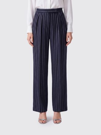 Max Mara Pantalon palazzo Rio &agrave; rayures tennis en laine m&eacute;lang&eacute;e taille haute