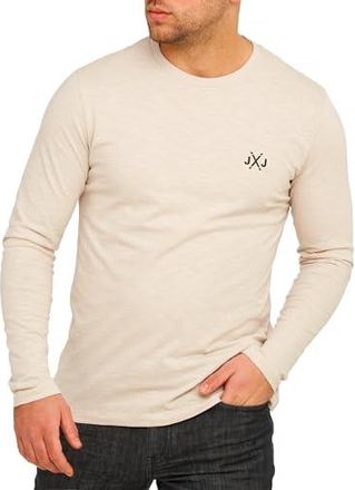 Jack & Jones Infinity Rise Infinity T-shirt &agrave; manches longues et col rond pour homme, beige, L