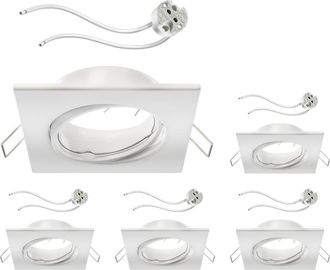 LEDs Com 5 Stück Deckeneinbaurahmen RIR Einbaurahmen weiß matt eckig schwenkbar (LED/Halogen/MR16/50mm) inkl. GU5.3 Fassung