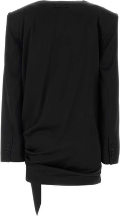 The Attico Crystal-Embellished Wrap Dress - Black
