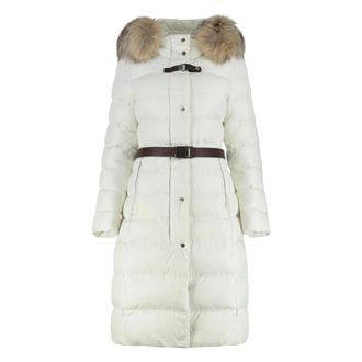 Moorer Femme, Manteaux, Blanc, Taille: 40 FR Manteau long en duvet avec capuche amovible