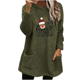 Generic Pull de No&euml;l pour femme avec imprim&eacute; sapin de No&euml;l - Grande taille - Haut &agrave; manches longues - Coupe ample - Doux et confortable - Avec poches - Sweat 