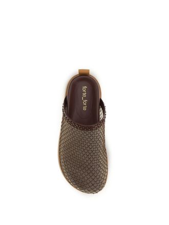Forte_Forte Womens Mesh Mules Chocolate Calf Leather Sandal