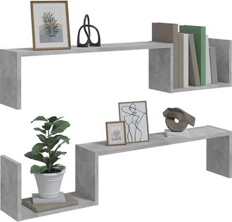 Generic 2xWandregal, B&uuml;cherregal, Wandboard, Schweberegal, H&auml;ngeregal, Dekoregal, Freischwebend, Regal, B&uuml;roregal, Wandablage, 100x15x20cm, Holzwerkstoff(Wei&szlig;