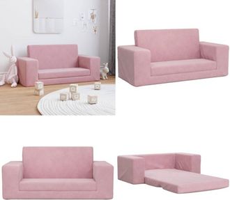 vidaXL Kinder-Schlafsofa 2-Sitzer Rosa Weicher Plüsch - Kinder Couch - Kinder Sofa - Kuschel Sofa - Spielsofa - Rosa Sofa - Home & Living