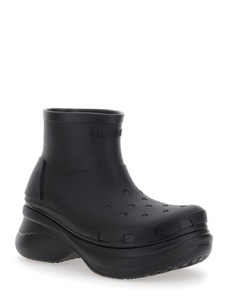 Balenciaga Mens Black Ankle Boots With Embossed Logo Eva