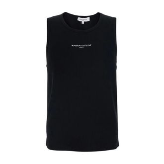 Maison Kitsun&eacute; Homme, Pulls, Noir, Taille: L Paris Ribbed Tank Top